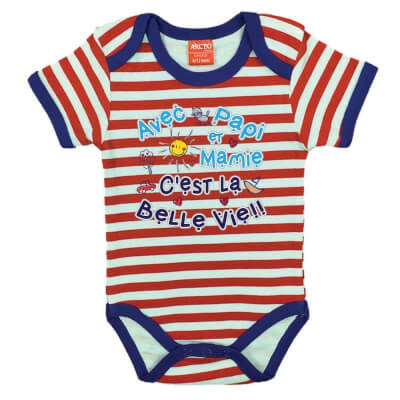 Body bébé garçon avec Papy et Mamy-doudou.paris